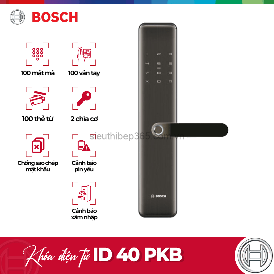 Khóa cửa điện tử Bosch ID 40 PKB » Siêu Thị Bếp 365